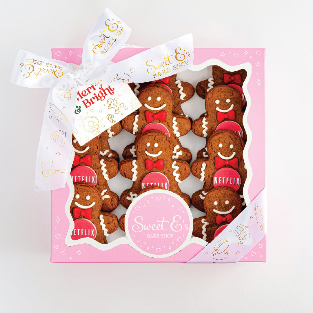 Custom Gingerbread Man Logo Cookies Gift Box Delivered Nationwide