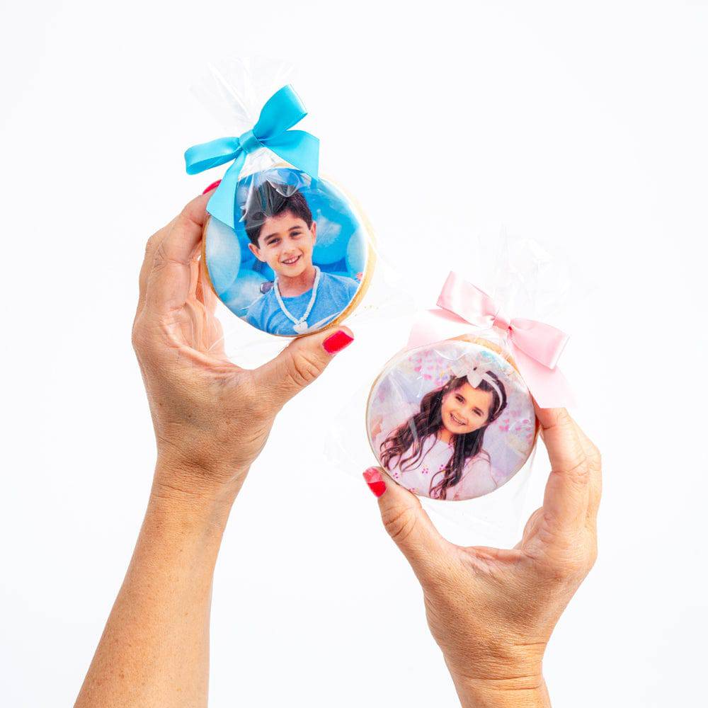 Circle Photo Cookies With Ribbon - Bulk | Upload Your Artwork