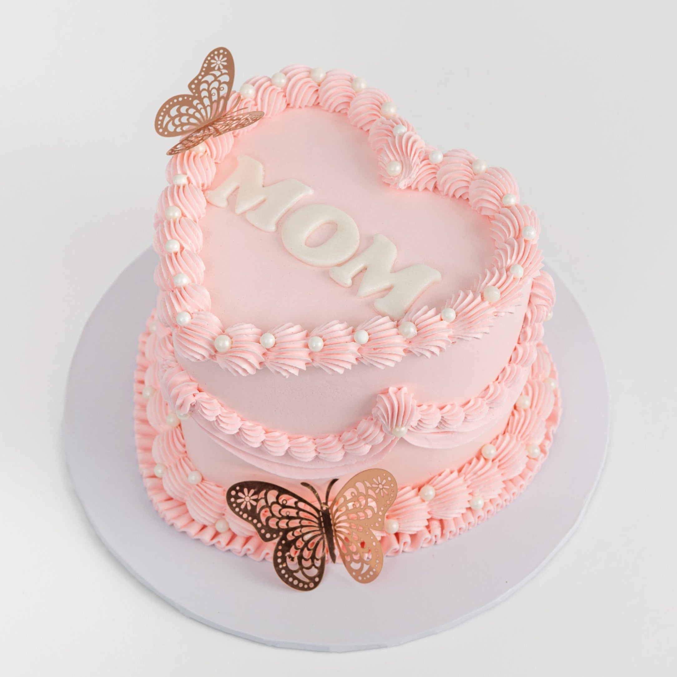 MOM Vintage Heart Shaped Cake for Mother’s Day - Delivered Los Angeles