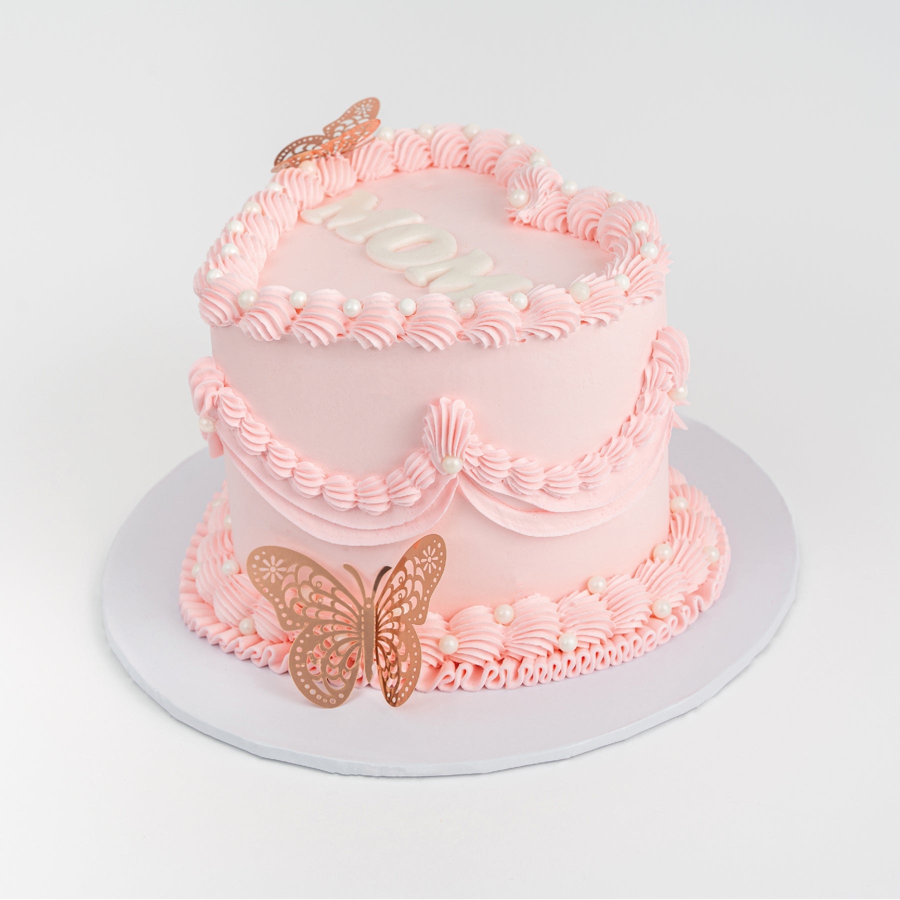 MOM Vintage Heart Shaped Cake for Mother’s Day - Delivered Los Angeles