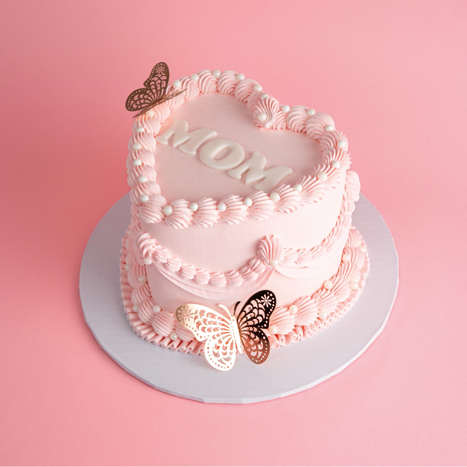 MOM Vintage Heart Shaped Cake for Mother’s Day - Delivered Los Angeles