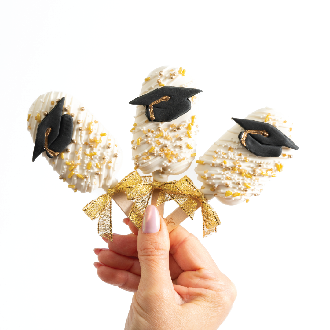 Graduation Cakesicles - Black and Gold Cake Pops for Graduation Party