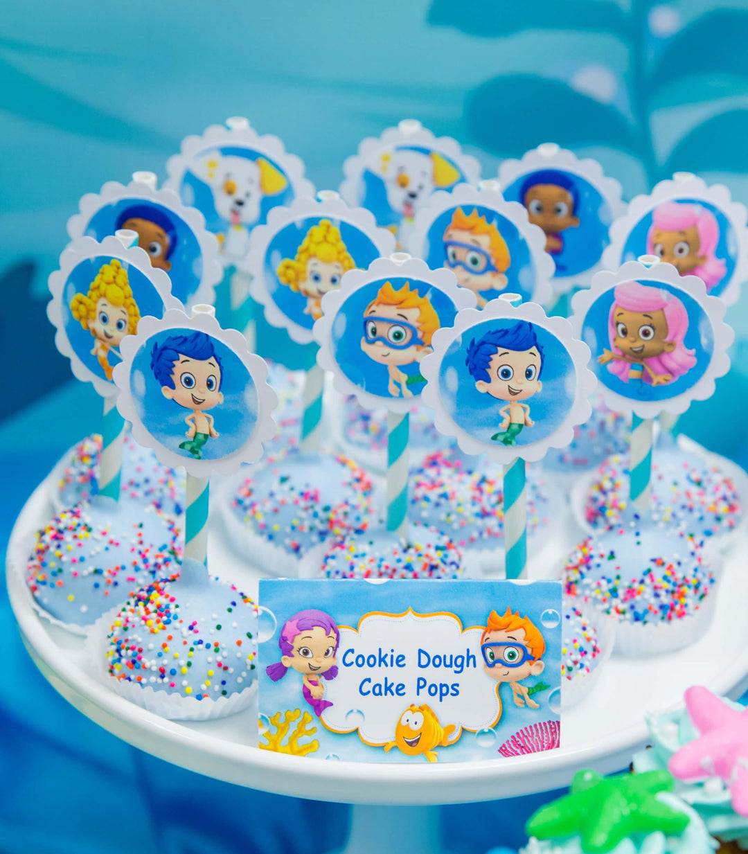 bubble themed cake pops