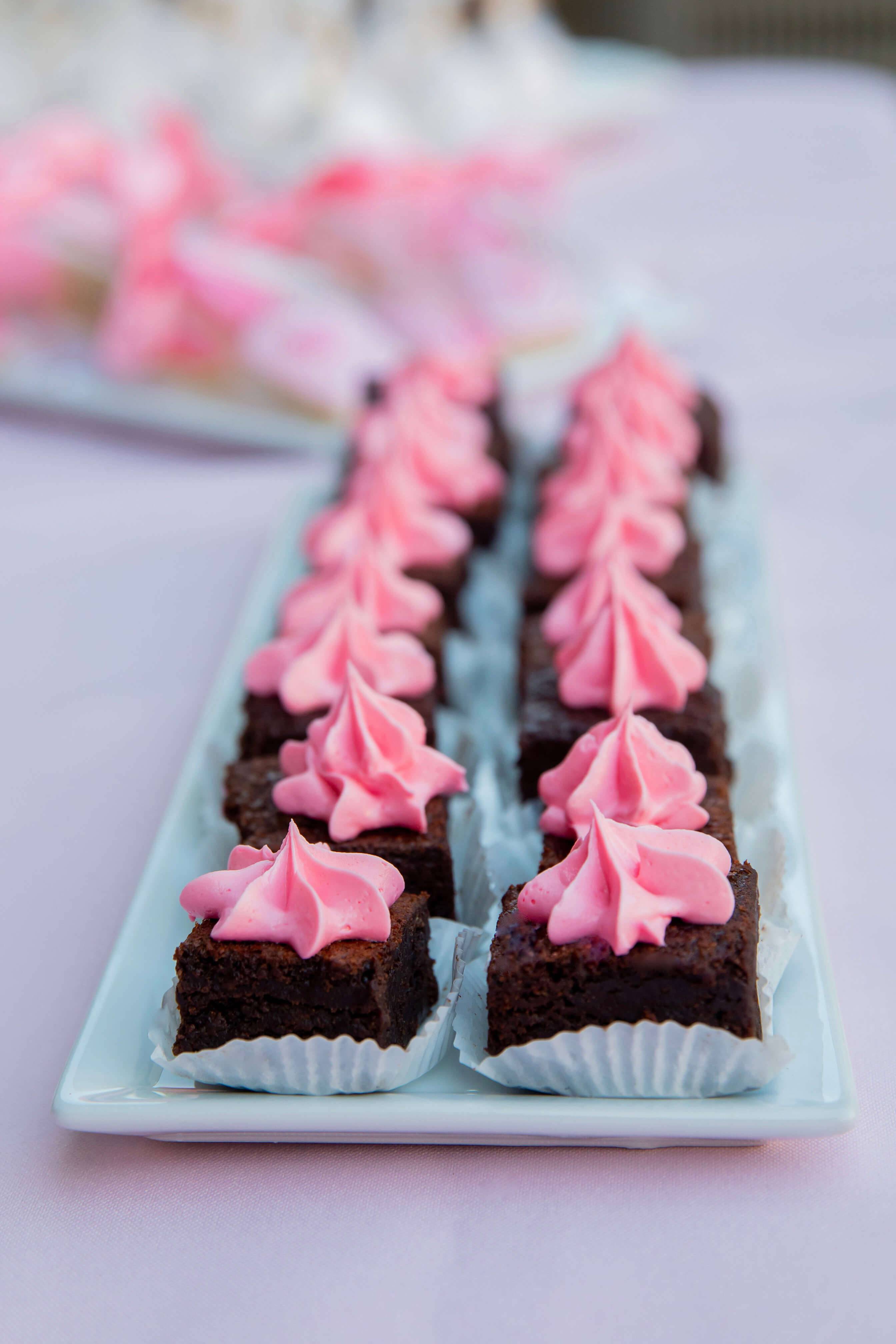 Pink Frosting Brownie Bites