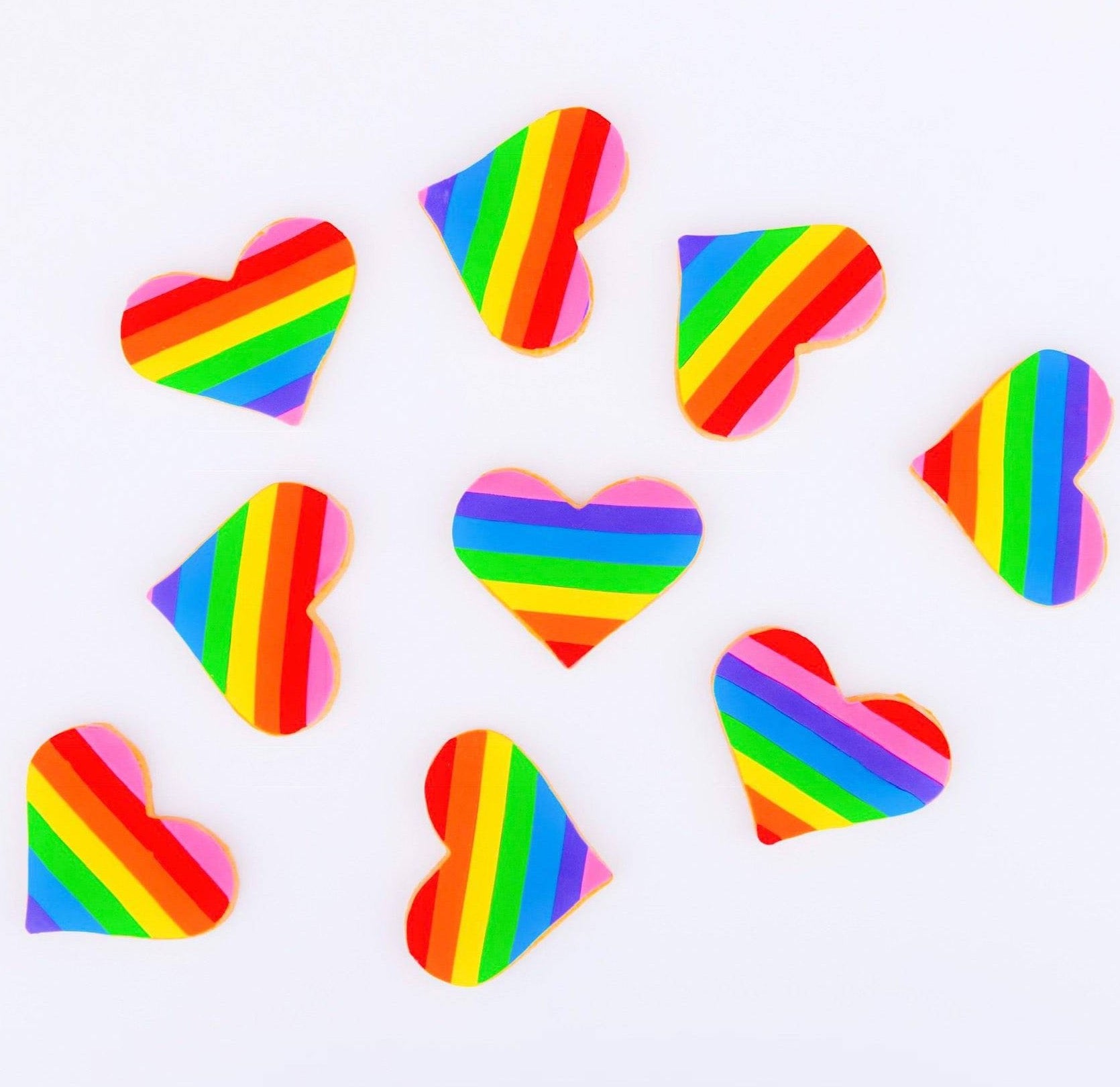 Pride Month Cookies - Rainbow Heart Cookies Gifts Delivery